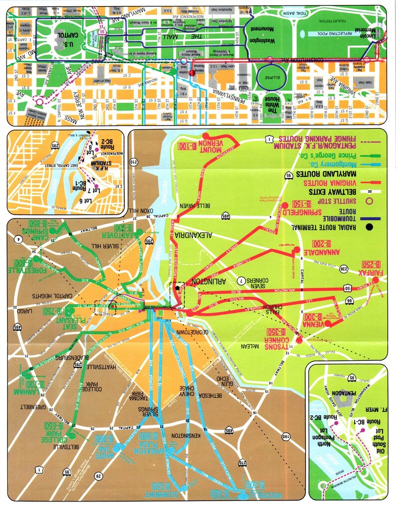 1976 Bicentennial Washington Transit Authority Metrobus Map and ...