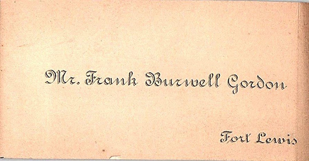 Mr. Frank Burwell Gordon Fort Lewis Antique Business Card AG4-S10 - Etsy