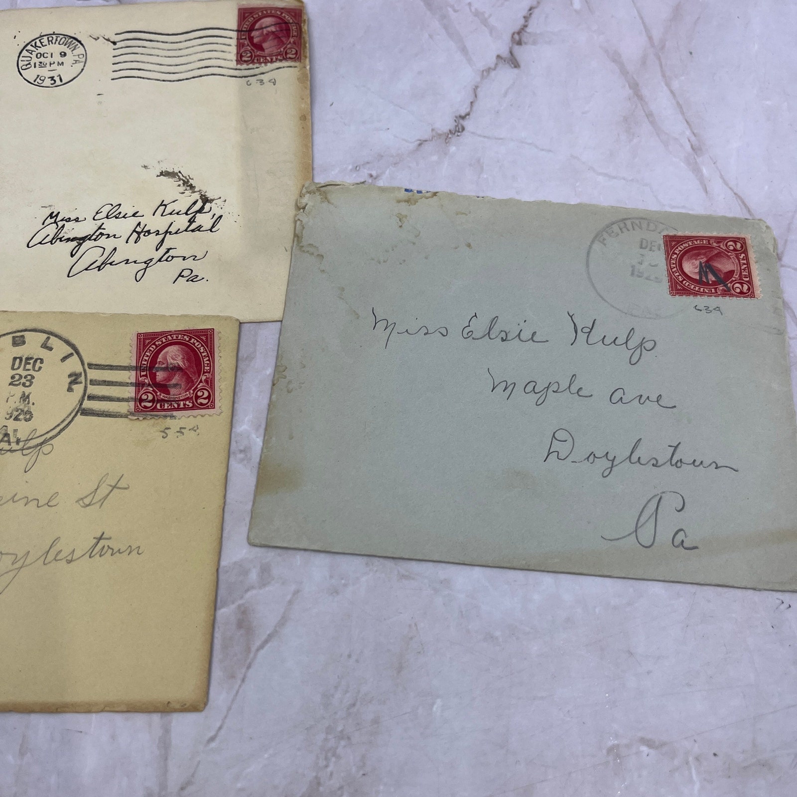 1920s Lot of Elise R. Kulp Doylestown PA Postal Cover Envelopes TI5-E-6 ...
