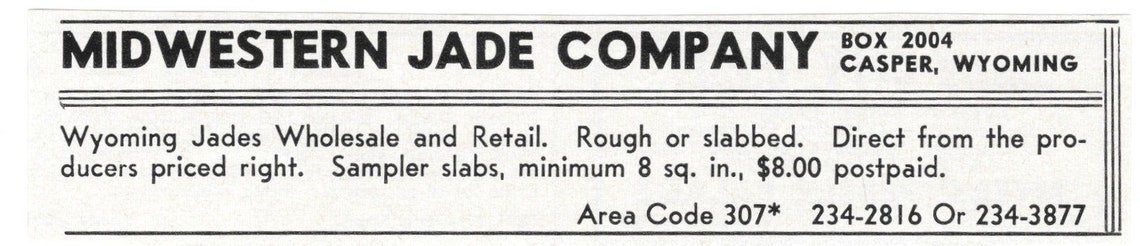 Midwestern Jade Company Casper Wyoming 1964 Magazine Ad AB6-SL1 - Etsy