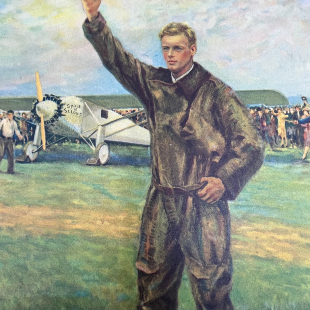 F. R. Harper Spirit of St. Louis Lindbergh Vintage Art Print Lithograph ...