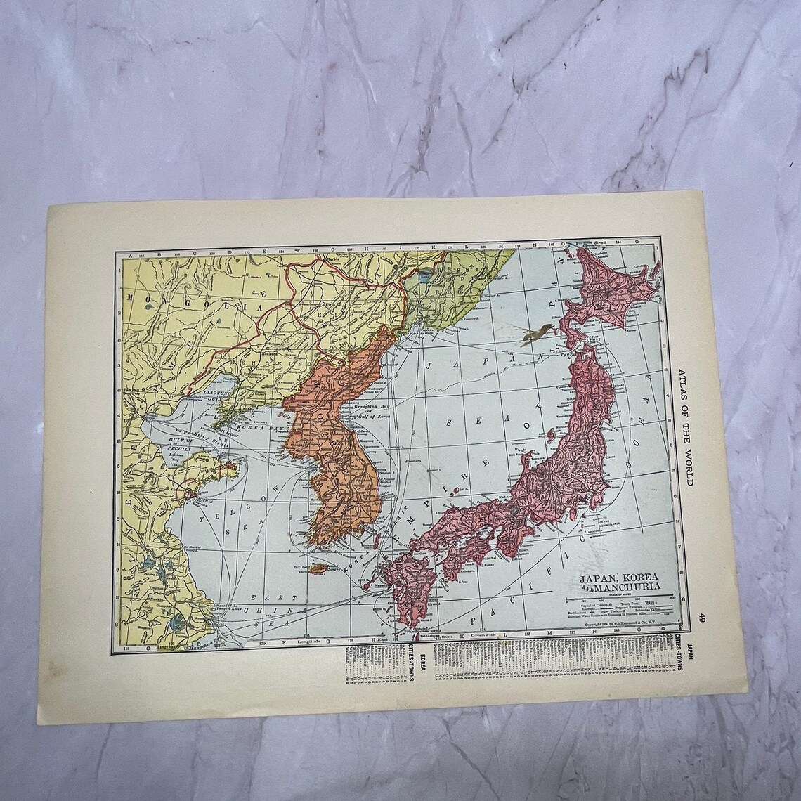 Map of Japan, Korea, Manchuria, China Double Sided 1910 Print V14-7 - Etsy
