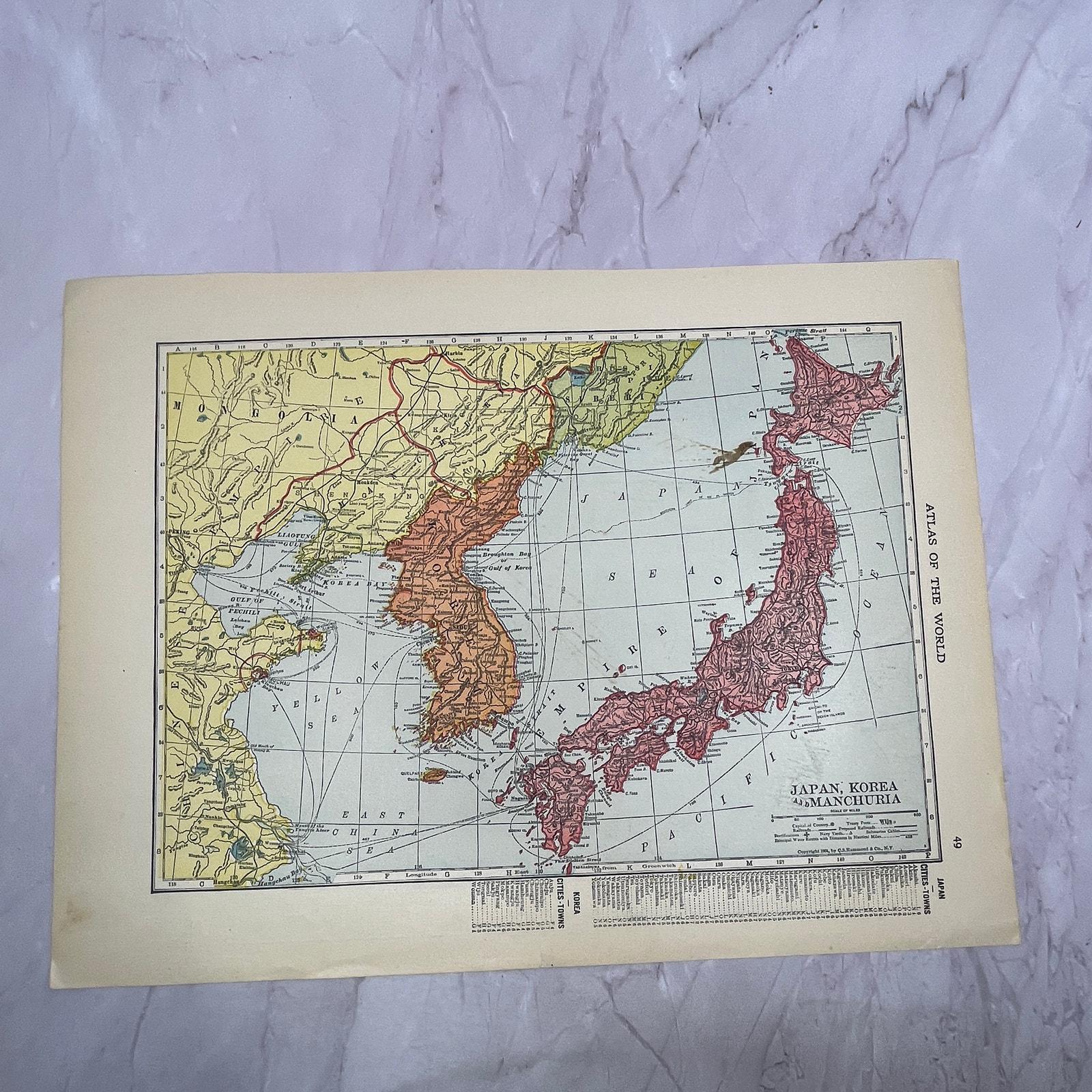 Map of Japan, Korea, Manchuria, China Double Sided 1910 Print V14-7 - Etsy