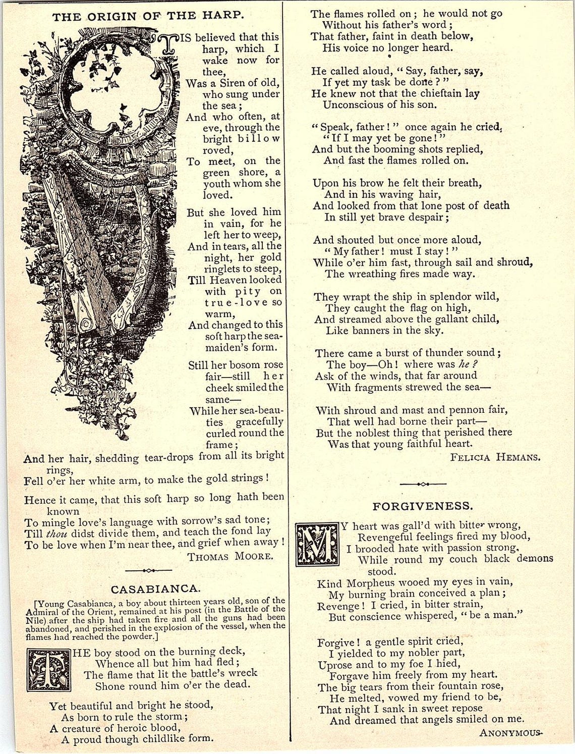 The Origin of the Harp Thomas Moore, Casabianca - Felicia Hemans 1884 ...