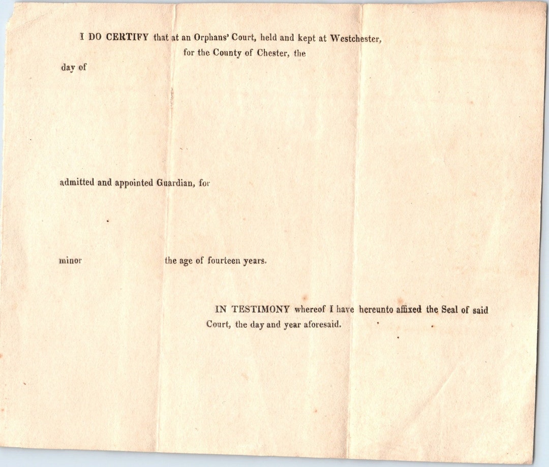 C1820 Blank Orphan's Court Certification Form Westchester Chester County PA D21 - Etsy