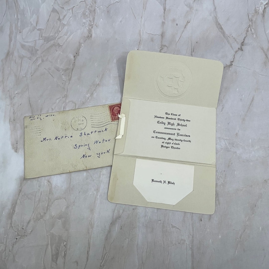 1932 Colby High School Graduation Invitation Badger Theatre Spring ...