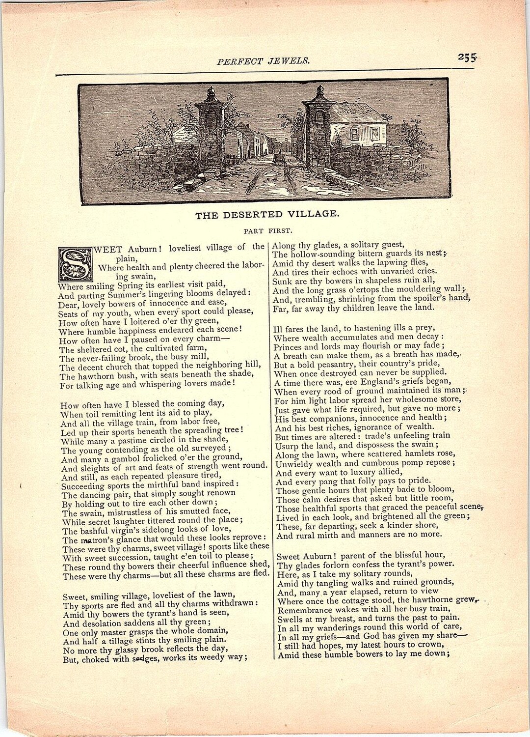 The Deserted Village Part First Goldsmith 3 Pages 1884 Poem TA5-CJ-4 - Etsy