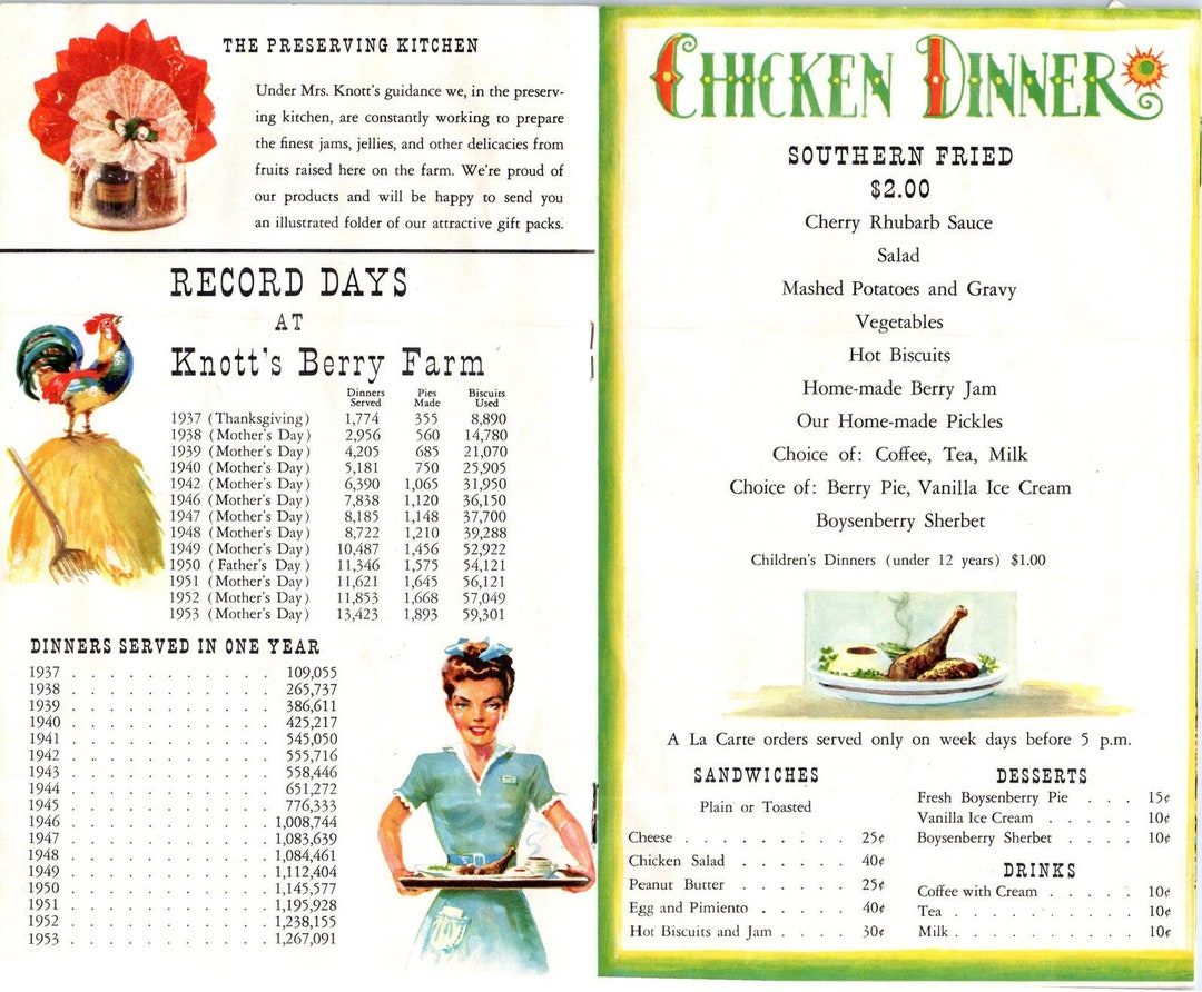 1953 Knott's Berry Farm Menu and Travel Guide Book Buena Park CA AE8 - Etsy