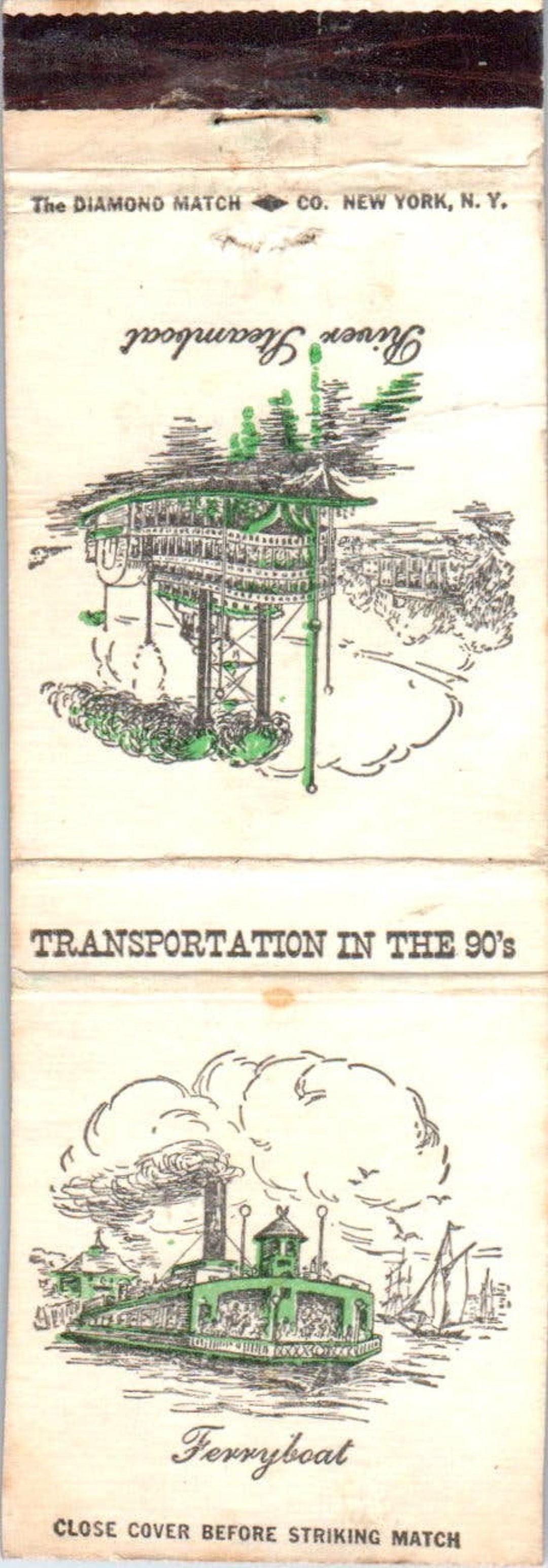 Transportation in the 90's Ferry Boat River Steamboat Matchbook Cover ...