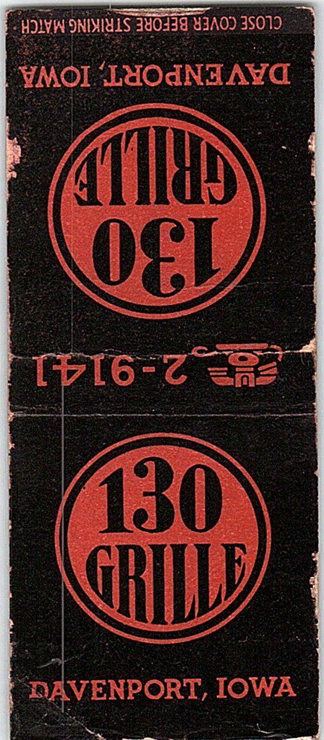 130 Grille Davenport Iowa Vintage Matchbook Cover SC7-Y7 - Etsy