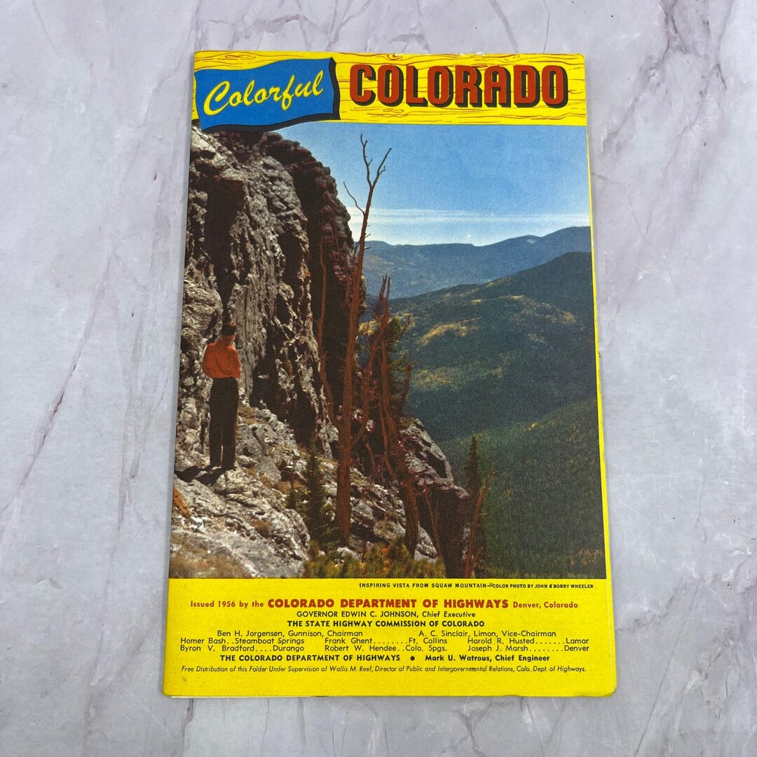1956 Colorful Colorado Souvenir Map Large Fold Out Travel Map TC5-LP1 ...