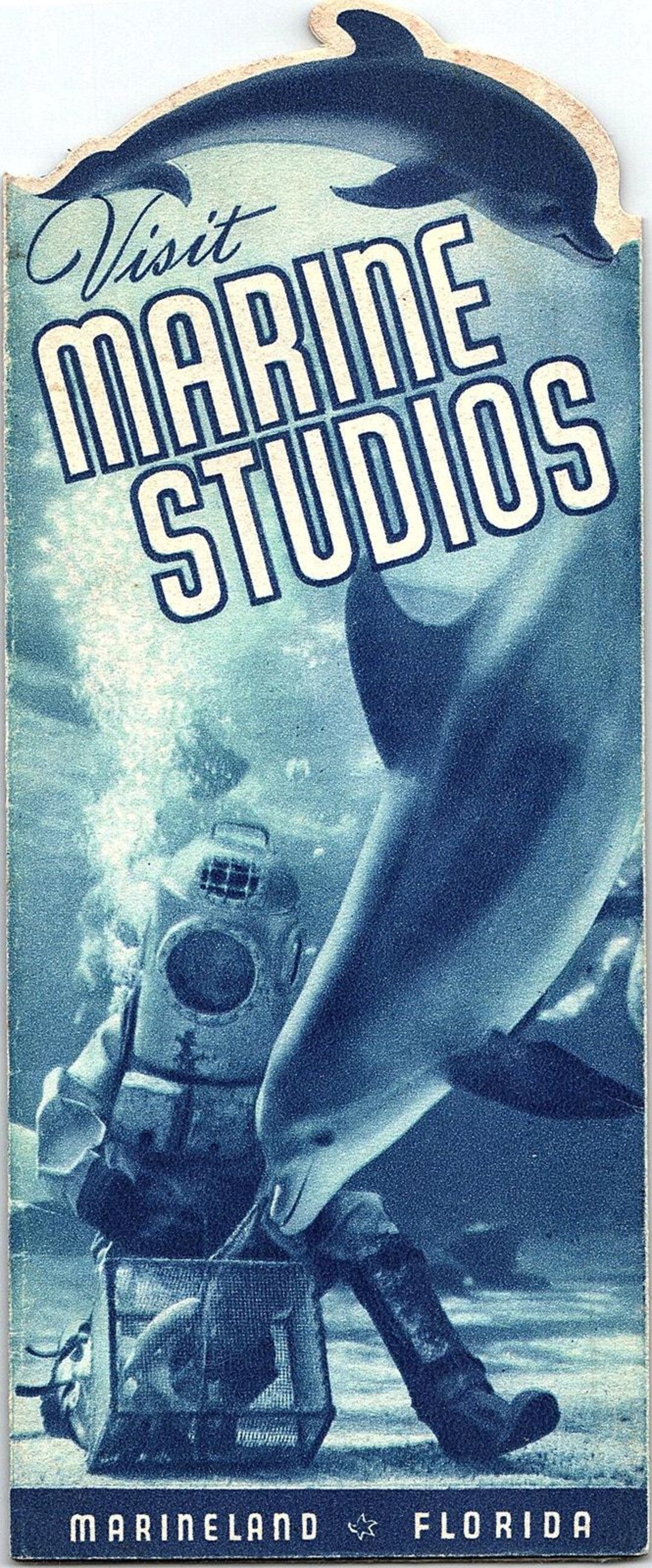 C1950 Marine Studios Aquarium Marineland FL Fold Out Travel Brochure ...