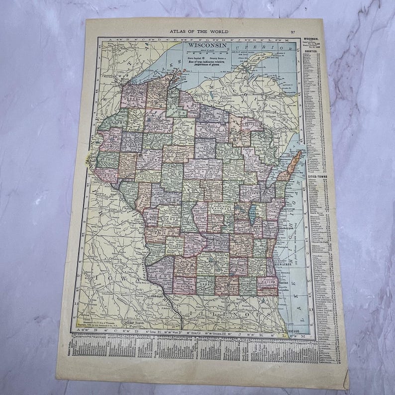 Map of Minnesota, Wisconsin Double Sided 1910 Print V14-7 - Etsy