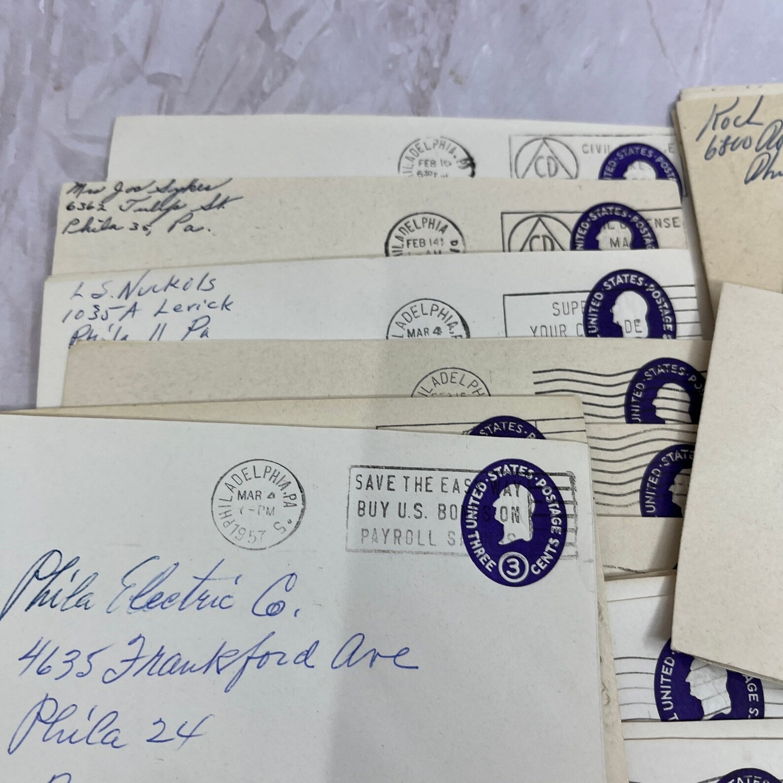 Huge Lot 50+ Philadelphia Electric Company 1957 Postal Cover Envelopes ...