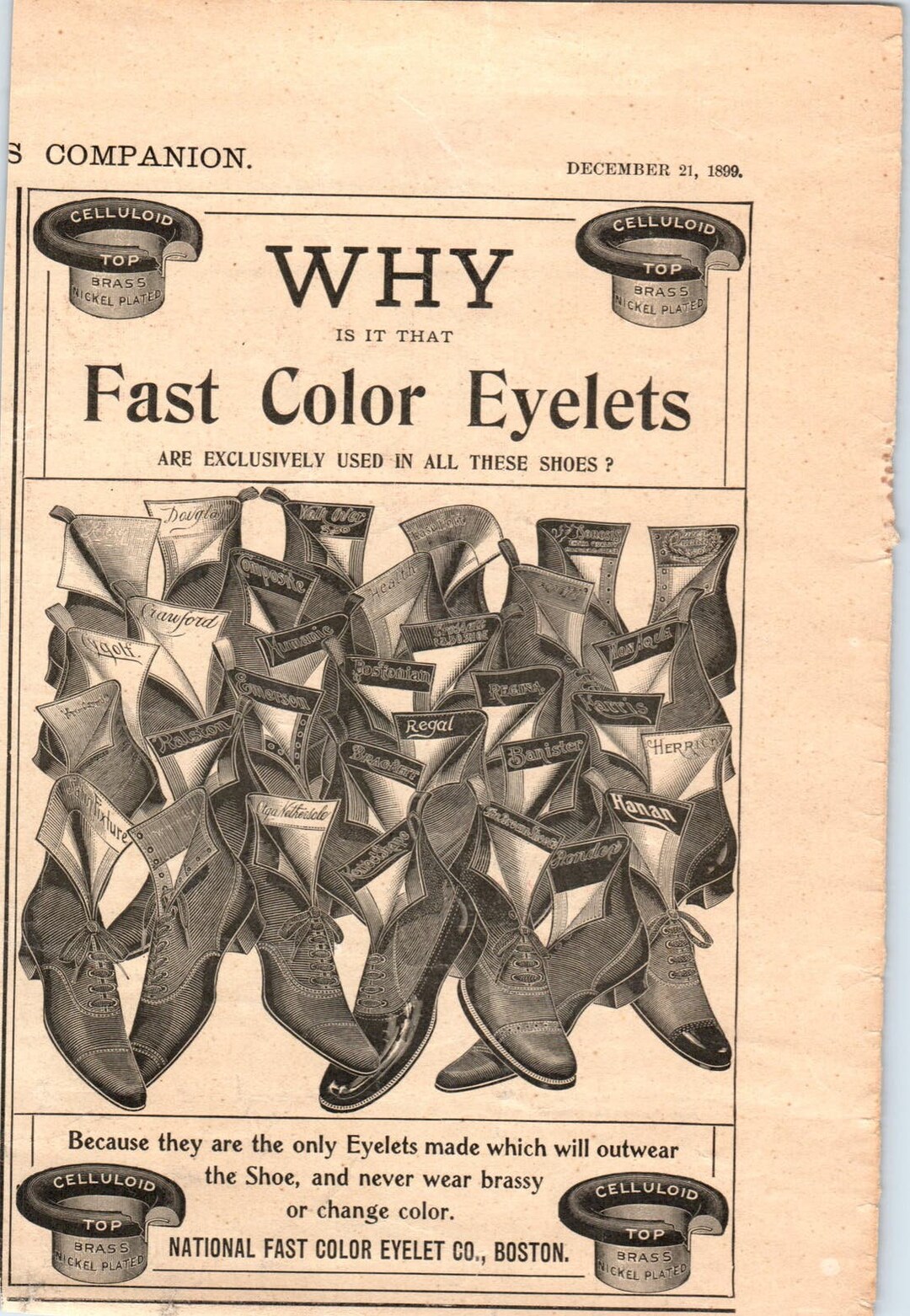 1899 Fast Color Eyelets - National Fast Color Eyelet Co Boston Magazine ...
