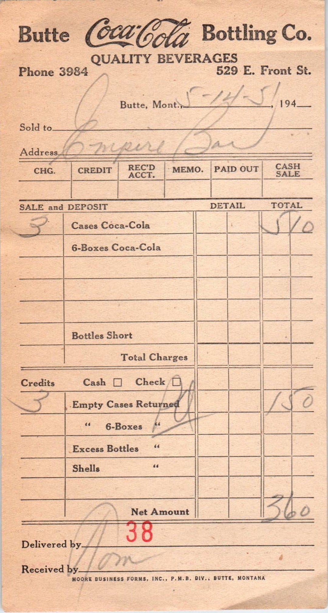 1950s Coca Cola Coke Receipt Butte Bottler's Supply Co Montana AE8-2 - Etsy