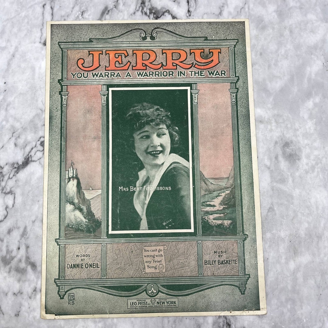Jerry You Warra A Warrior in the War WWI 1919 Sheet Music - Etsy