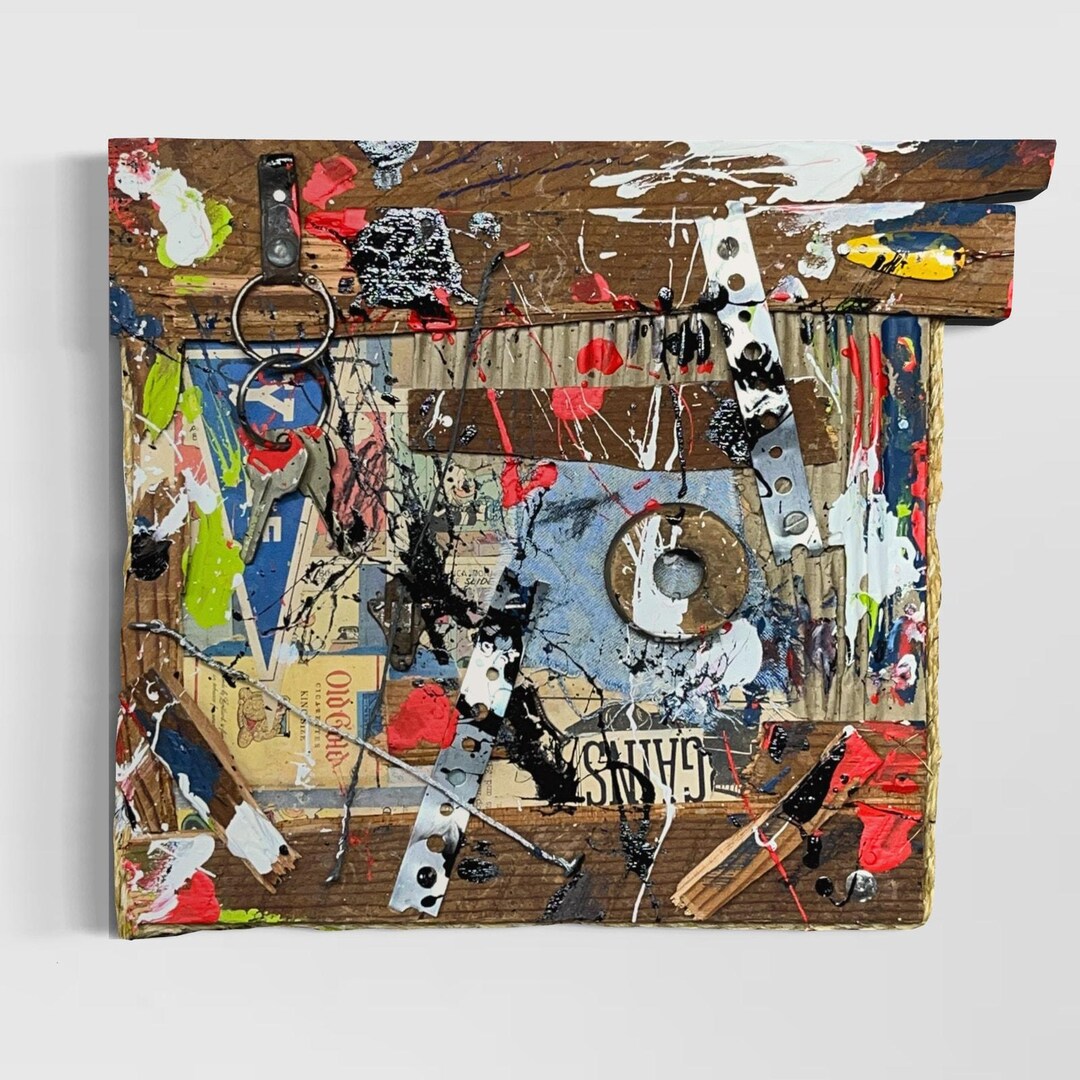 Original Abstract Collage Assemblage Combine Art Painting 11x13 ...
