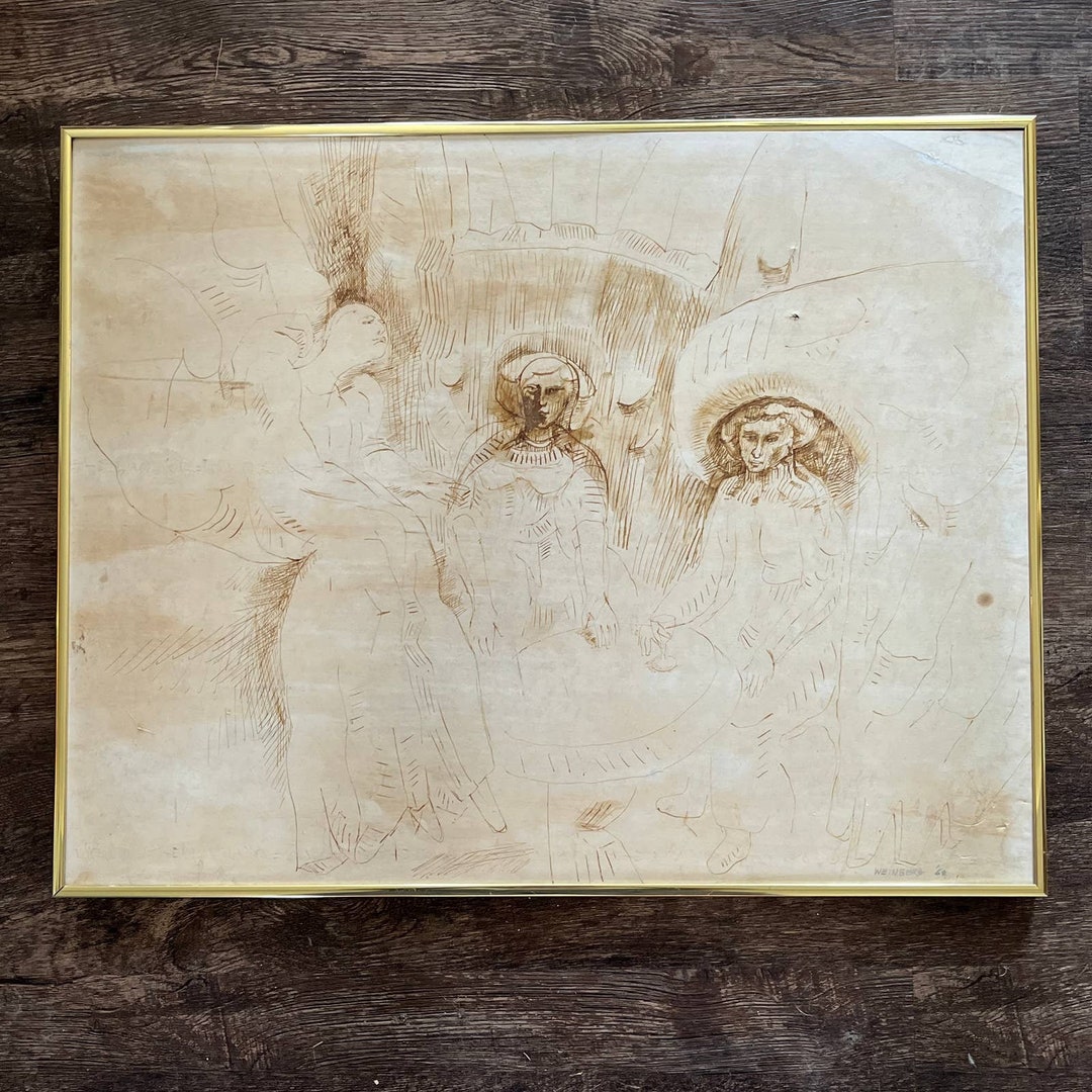 1960 Original Signed Elbert Weinberg Sketch Art Sara & 3 - Etsy
