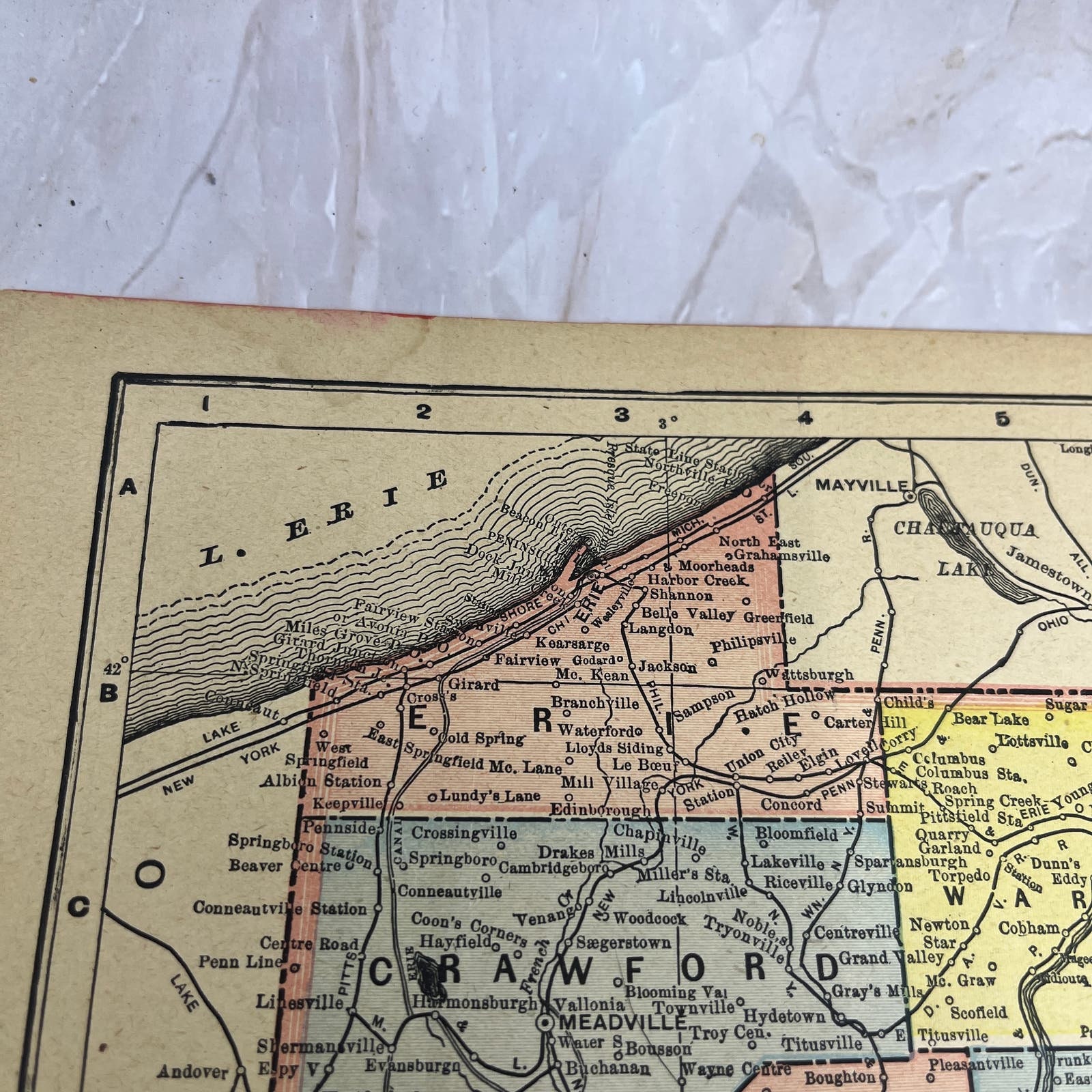 1899 Map of Pennsylvania Fold Out Original Tinted Map Engraving FL6-8 ...