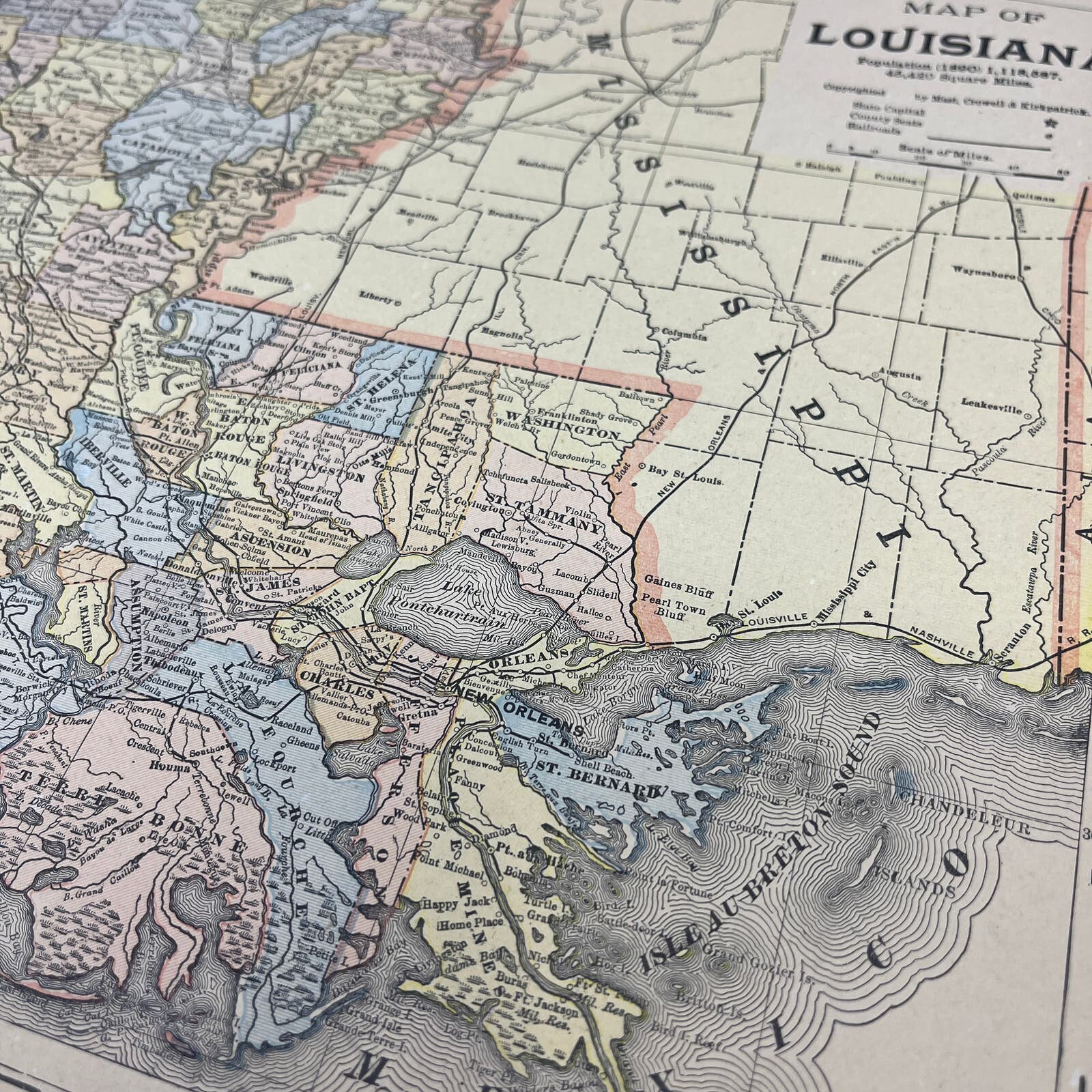 1899 Map of Louisiana 10x13 Original Tinted Map Engraving FL6-8 - Etsy