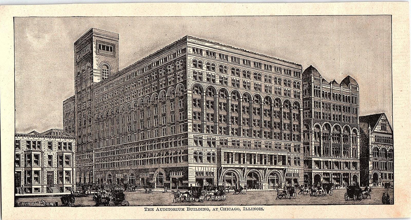 The Auditorium Building at Chicago Illinois 1894 Art Engraving AG4-8 - Etsy