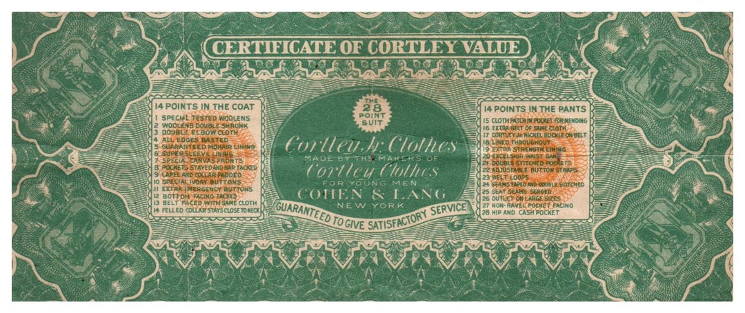 Antique Certificate of Value Cortley Jr. Powers Clothing Store Warsaw ...