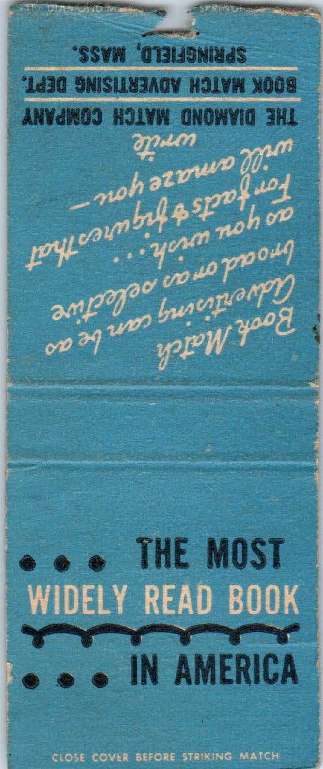 Matchbook Advertising Springfield MA Advertising Matchbook Cover SA9-M3 ...
