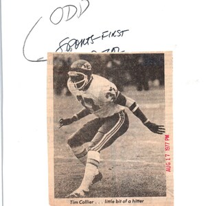 1977 Original Press Photo Football NFL Kansas City Chiefs Tim Collier ...