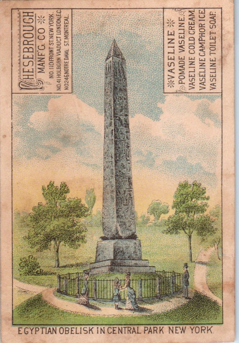 Chesebrough Mfg Co Elixir Vitæ Egyptian Obelisk Central Park Trade Card ...