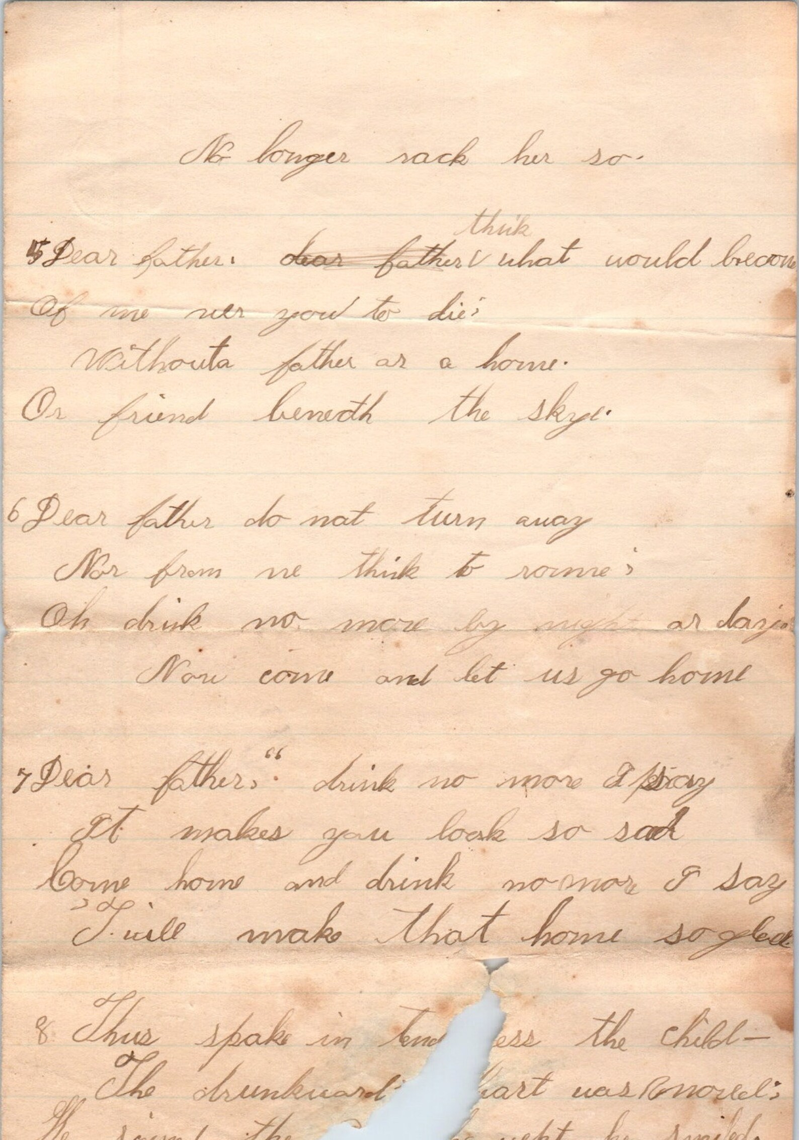 1870s Handwritten Poem - the Child's Plea Ida B. Leman Soudersburg PA ...