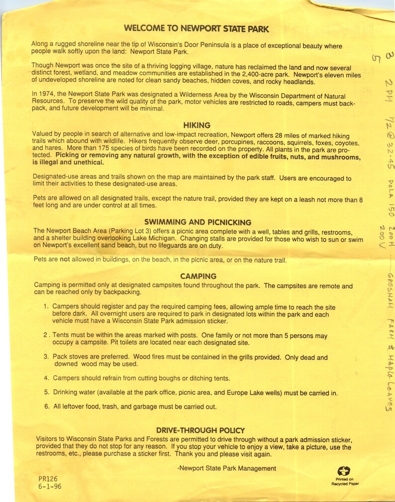 Vintage Newport State Park Travel Map Wisconsin Leaflet TF4-B4 - Etsy