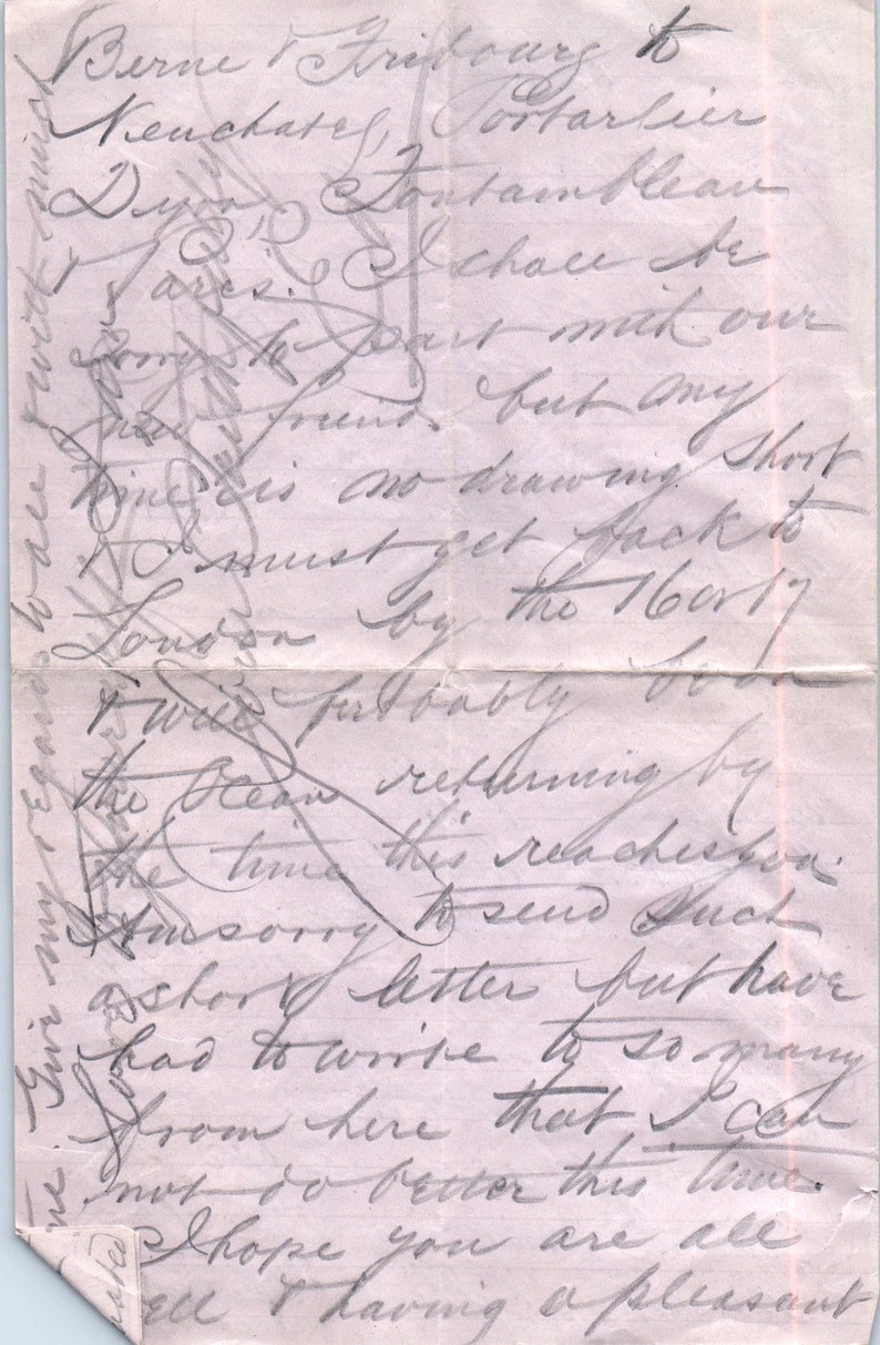 1882 Handwritten Letter on Interlaken Grand Hotel Victoria Stationary ...