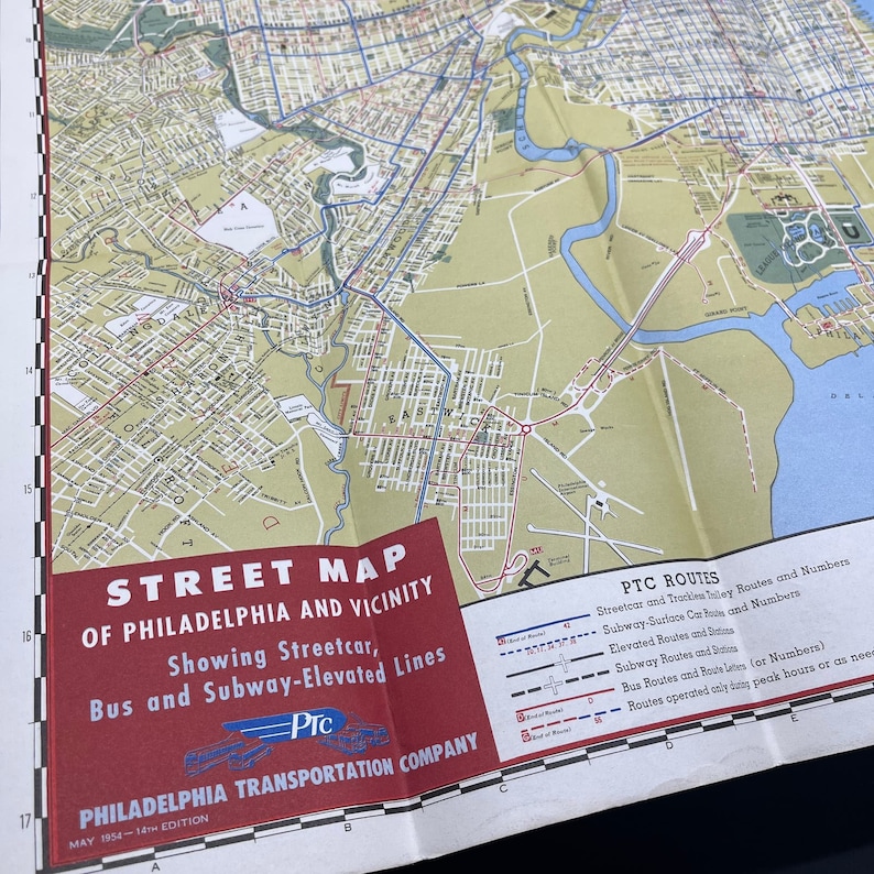1954 Street & Transit Map of Philadelphia New and Enlarged Edition TI8 ...