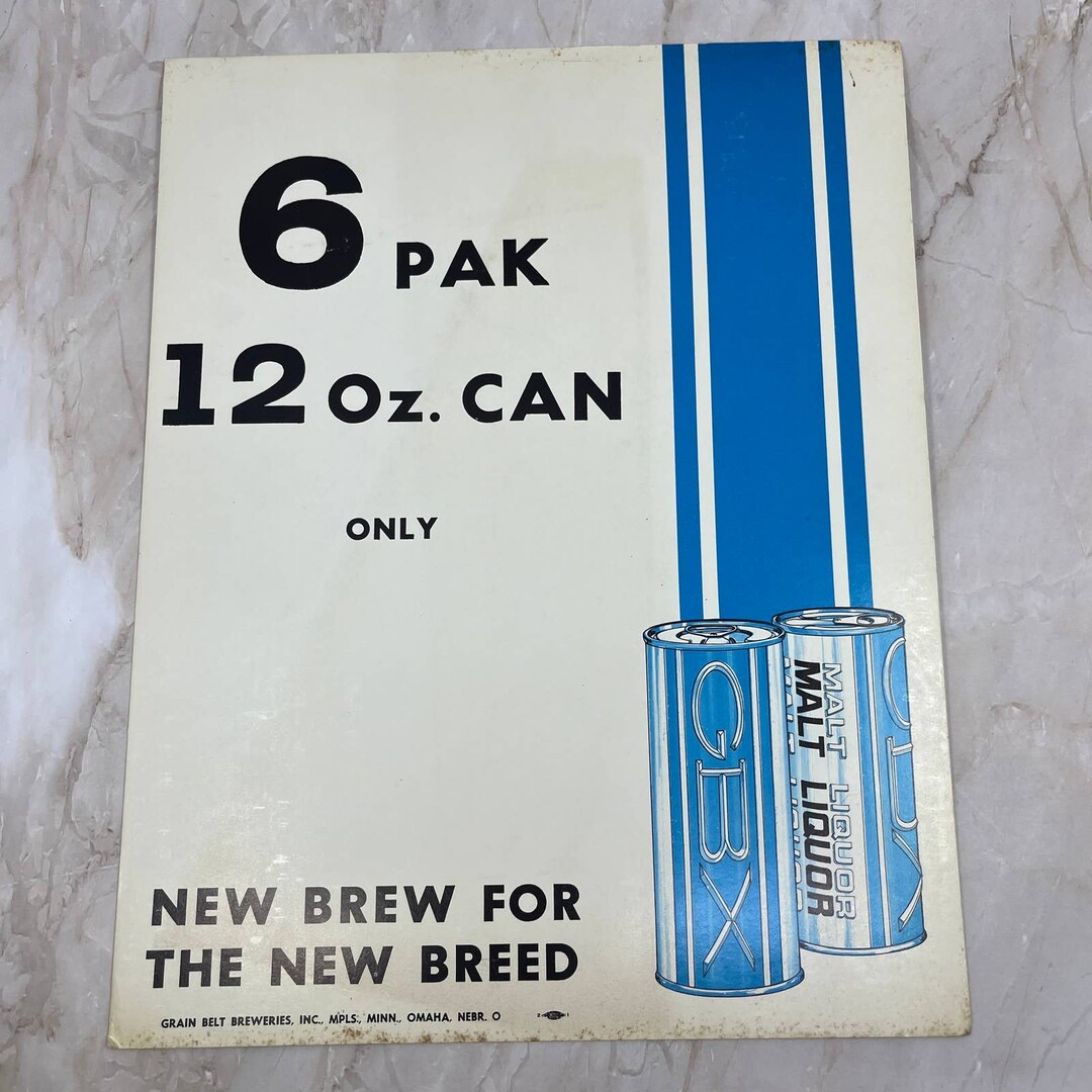 Grain Belt GBX Malt Liquor Display Sign Bar Poster Cardboard 11x14” FL3 ...