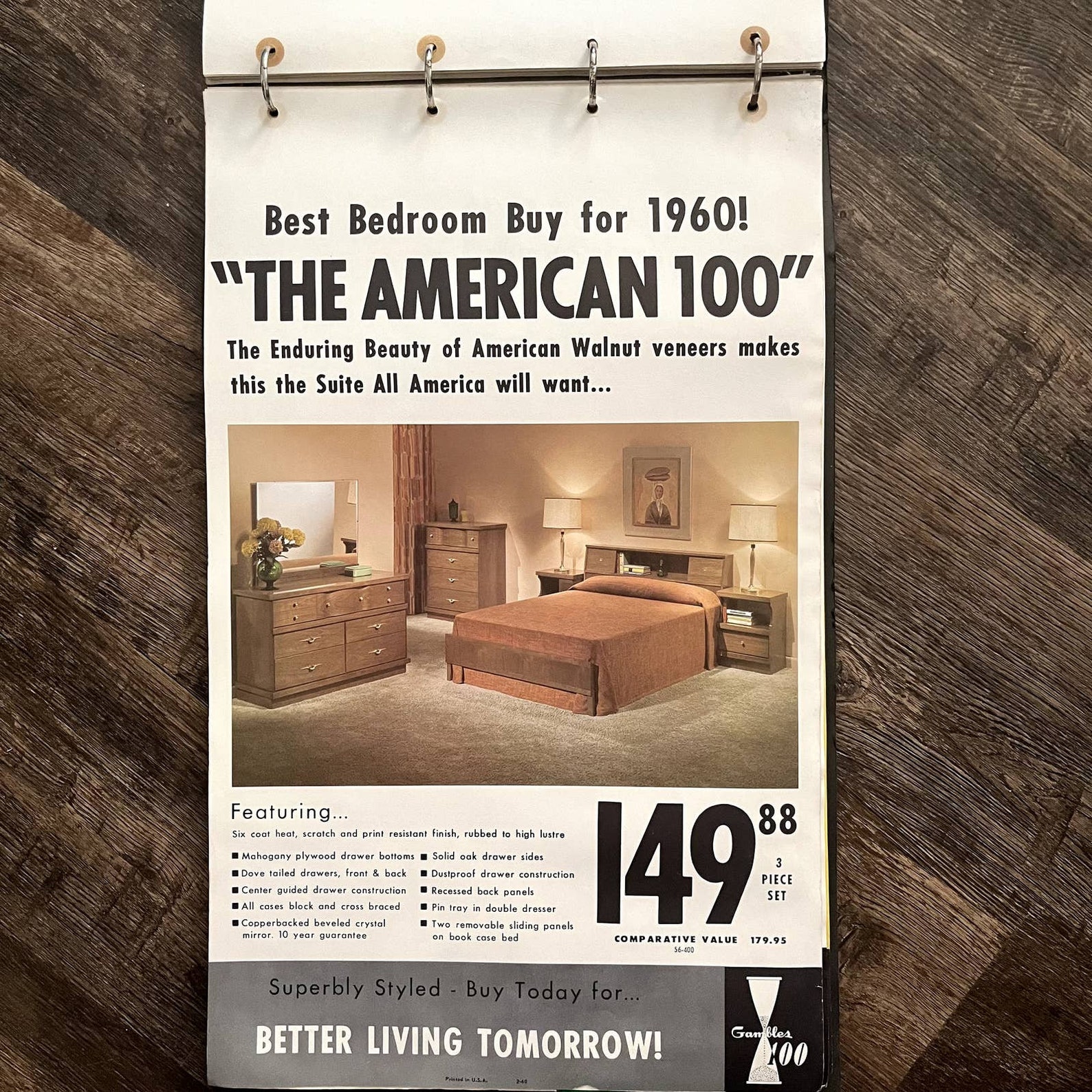 1960 MCM Bedroom Set Gambles 100 Retail Store Display Advertising ...