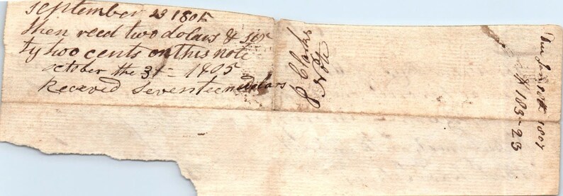 1805 Handwritten Receipt Colrain Massachusetts David Caldwell John ...