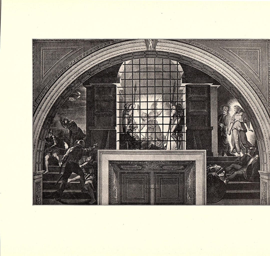 Peter Delivered From Prison - Raphael - 1898 Litho Art Print D19 - Etsy