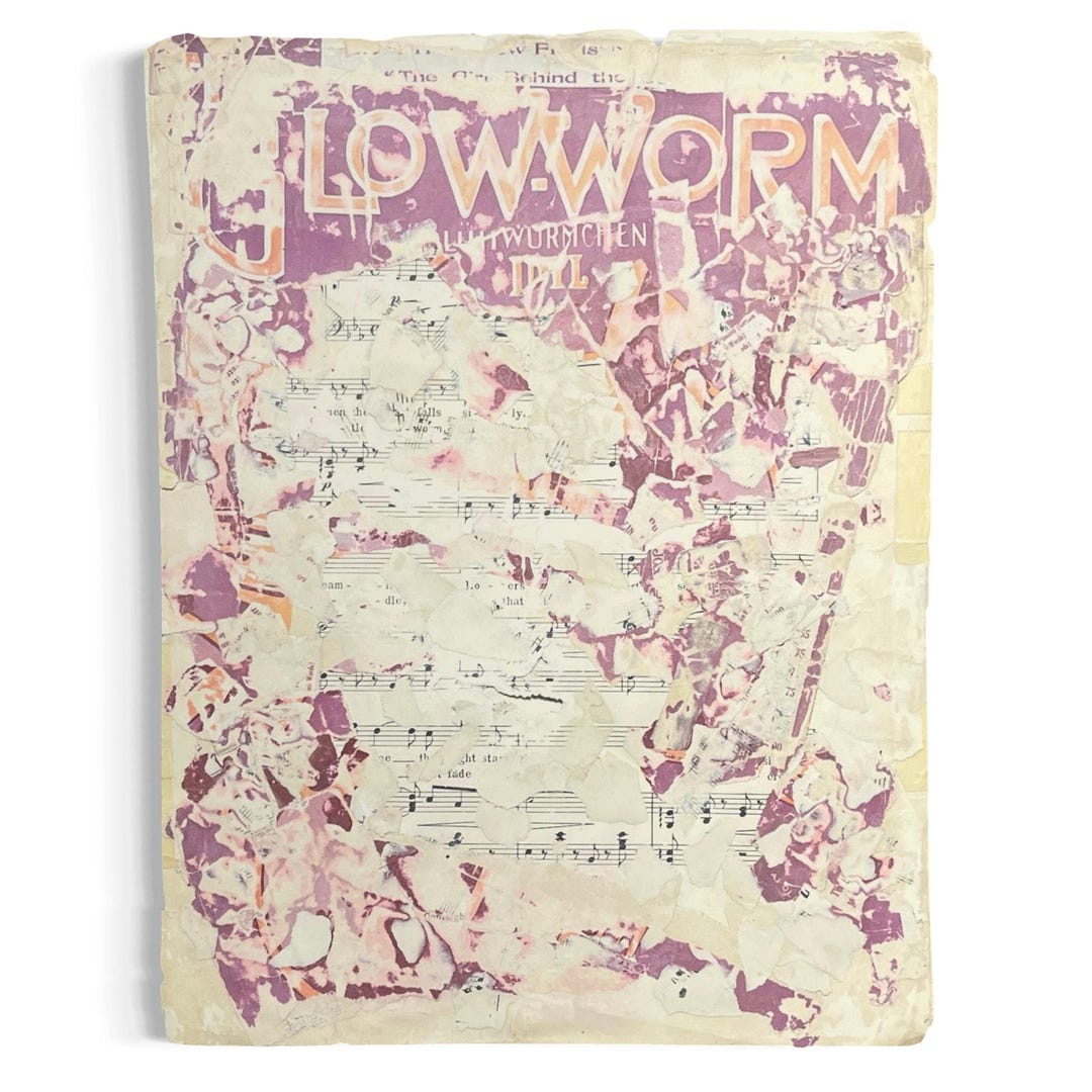 Original Mixed Media Abstract Art Collage 11x14 "1905 Glow-worm Sheet ...