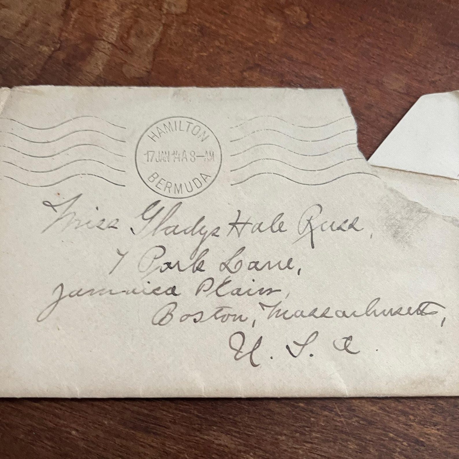 1914 Handwritten Letter & Envelope Hamilton Hotel Bermuda Gladys H Russ ...