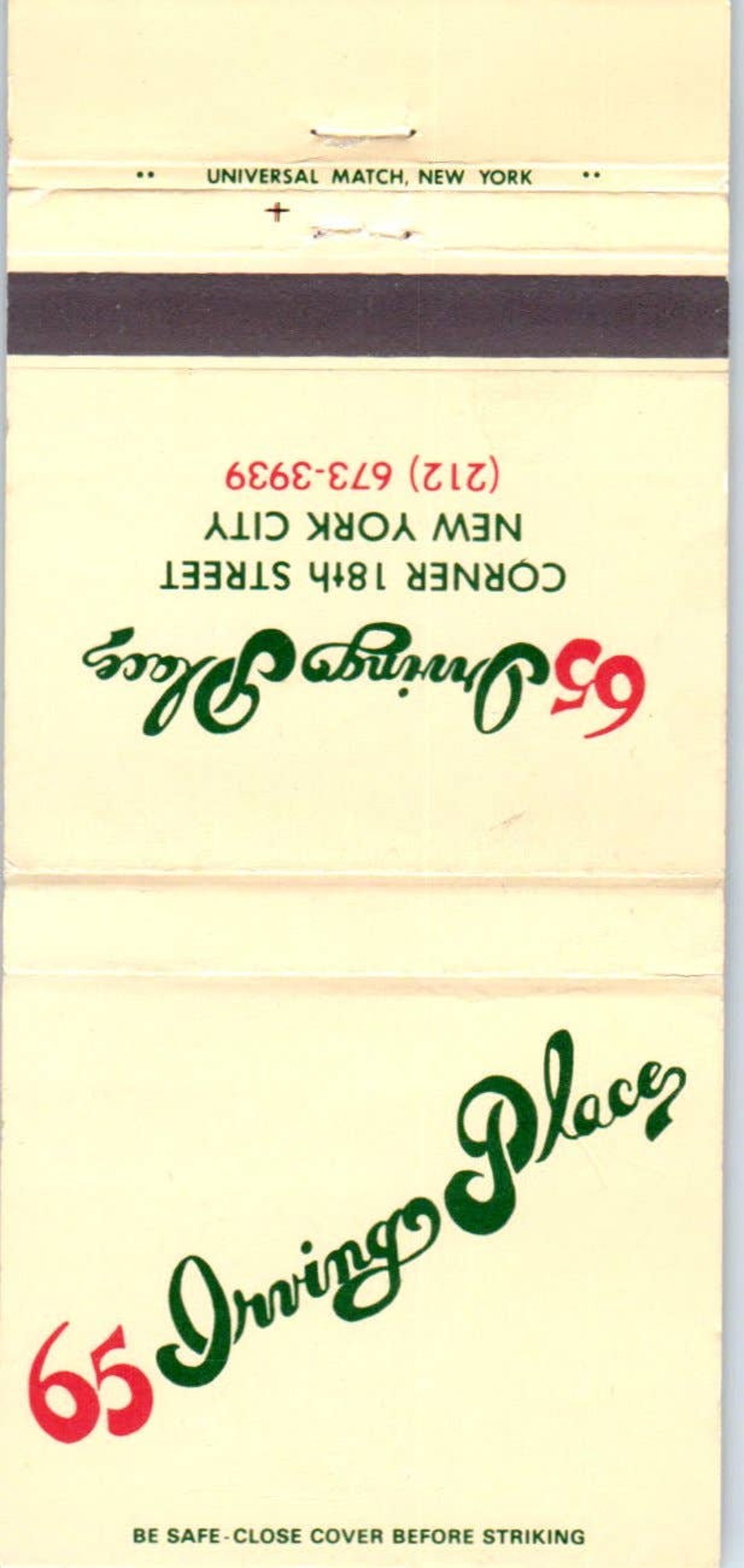 65 Irving Place New York City Advertising Matchbook Cover SA1-M11 - Etsy