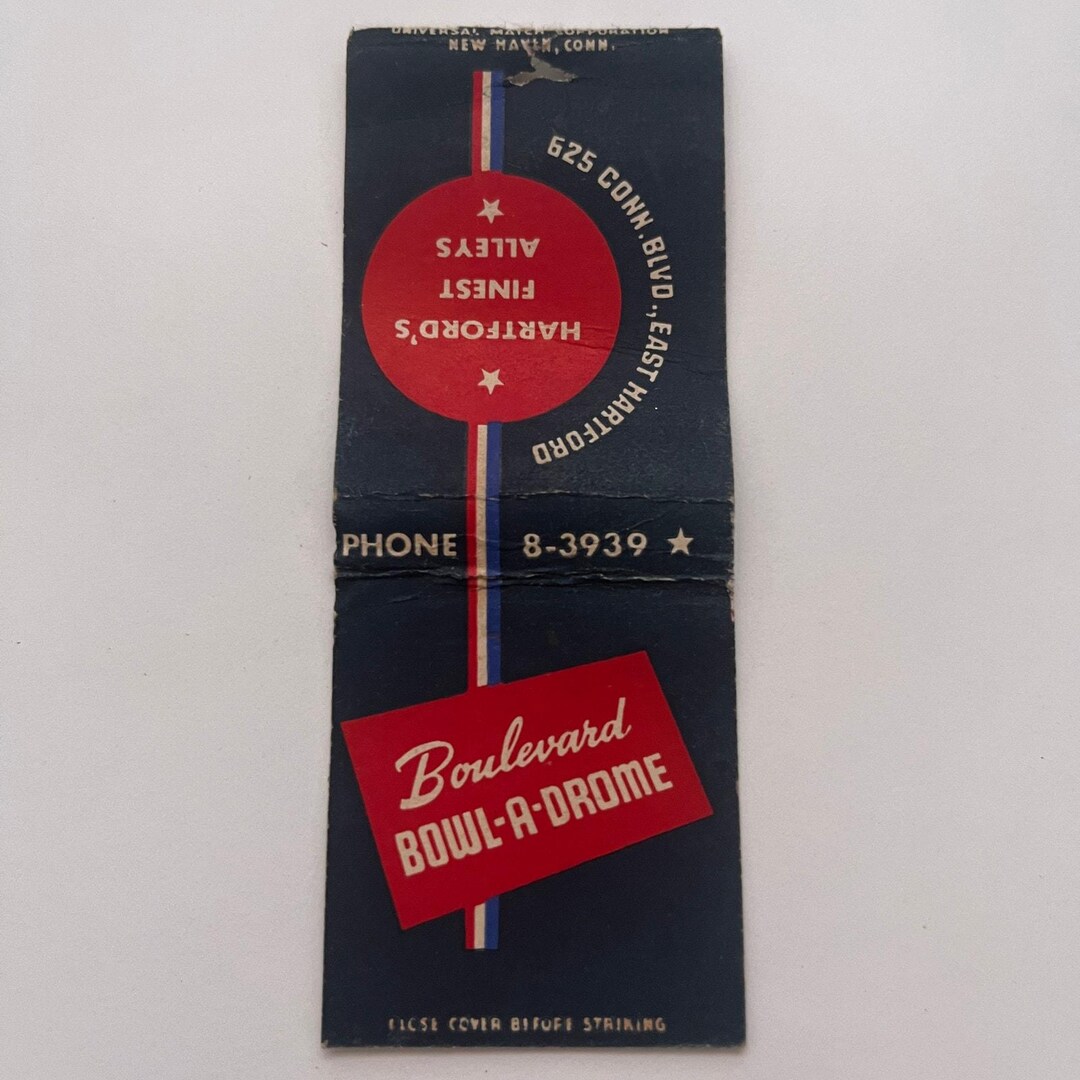 Boulevard Bowl-a-drome Hartford Bowling Alleys Vintage Matchbook Cover ...