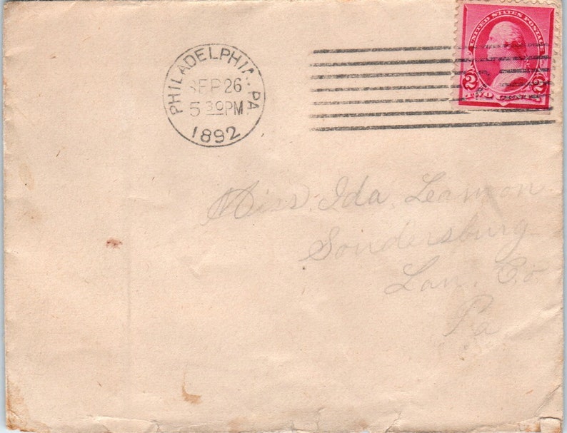 1892 Postal Cover Long Bar Stamp Philadelphia Paradise D21 - Etsy