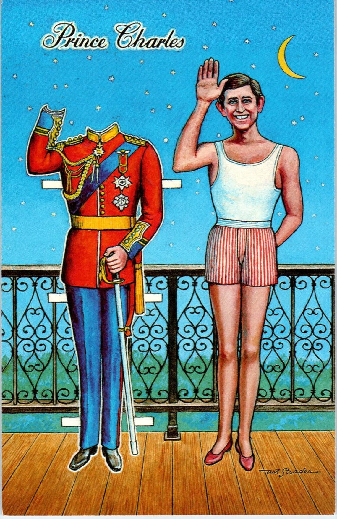 Prince Charles Paper Doll by Art Strader Original Postcard PB6 - Etsy