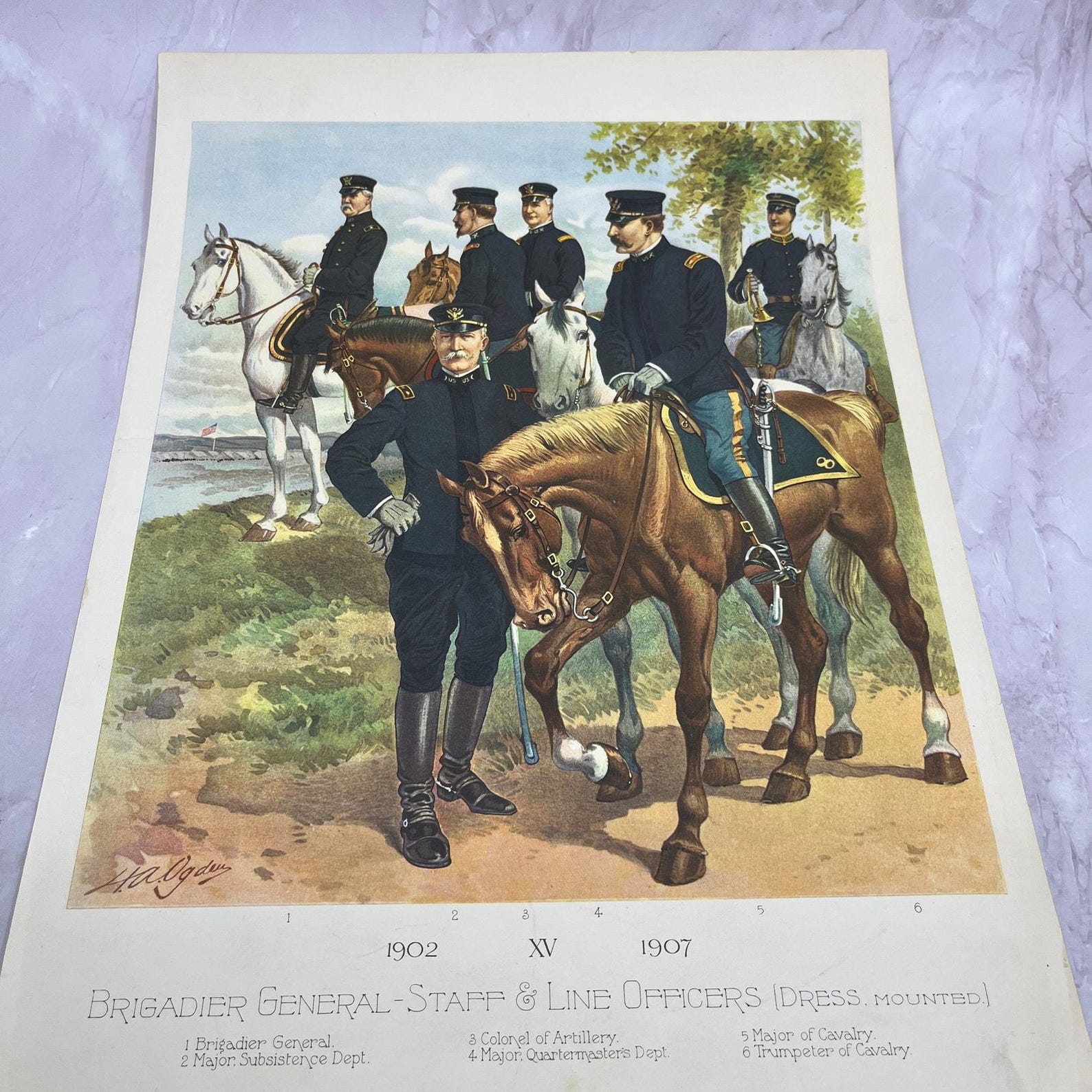 Brigadier General Staff & Line Officers C1910 H.A. Ogden Lithograph ...