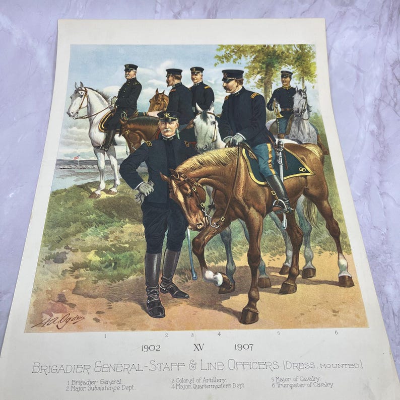 Brigadier General Staff & Line Officers C1910 H.A. Ogden Lithograph ...
