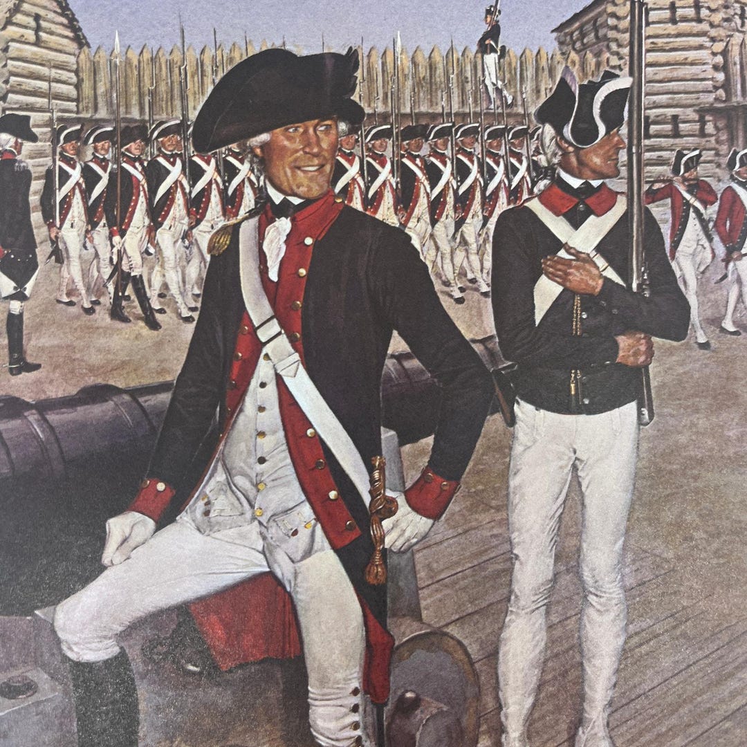 1786 First Regiment Field Grade Officer & Infantry Detachment Art Print ...