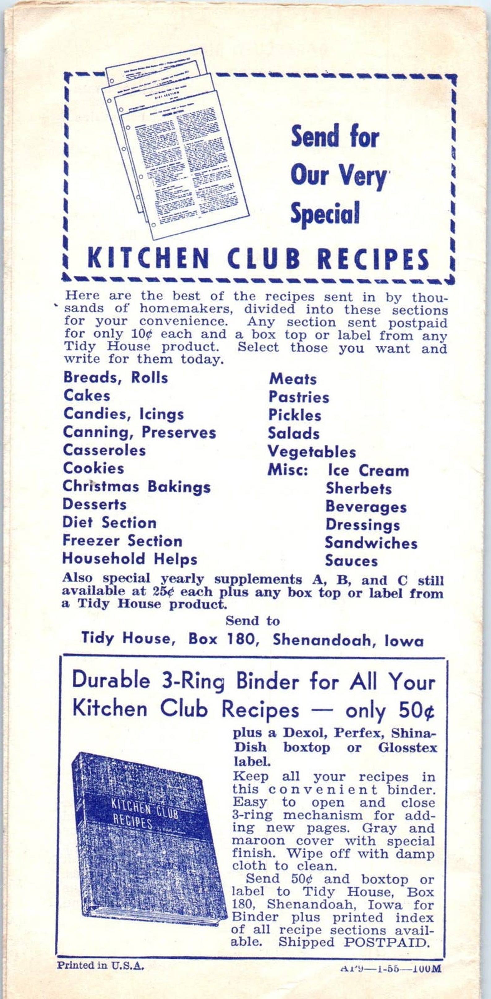 C1950 Radio Kitchen Club Recipes Brochure Edith Hansen Martha Bohlsen ...