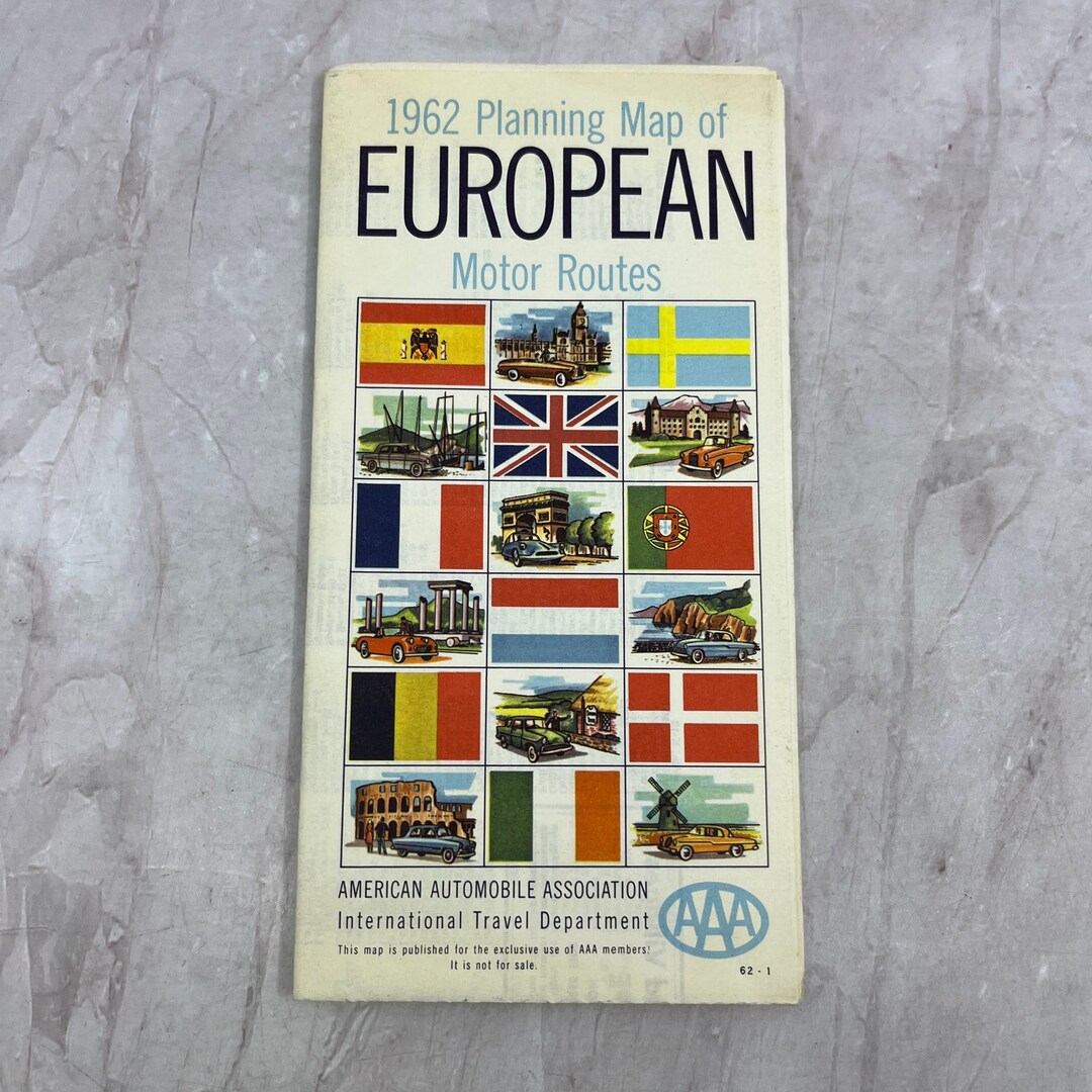1962 Planning Map of European Motor Routes AAA Fold Out Map TH2-Y1 - Etsy