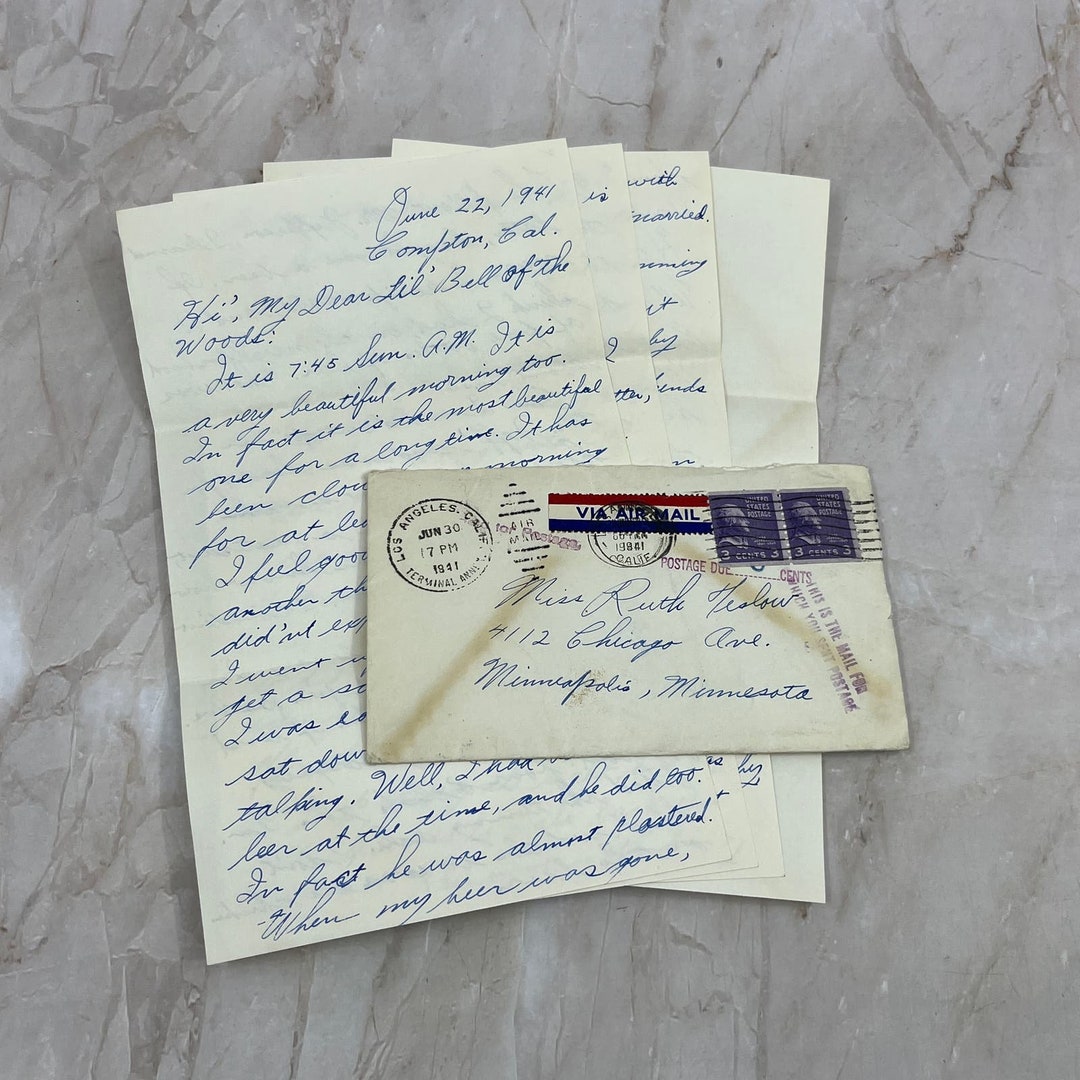 1941 Handwritten Letter From Compton CA to Minneapolis MN AE3 - Etsy